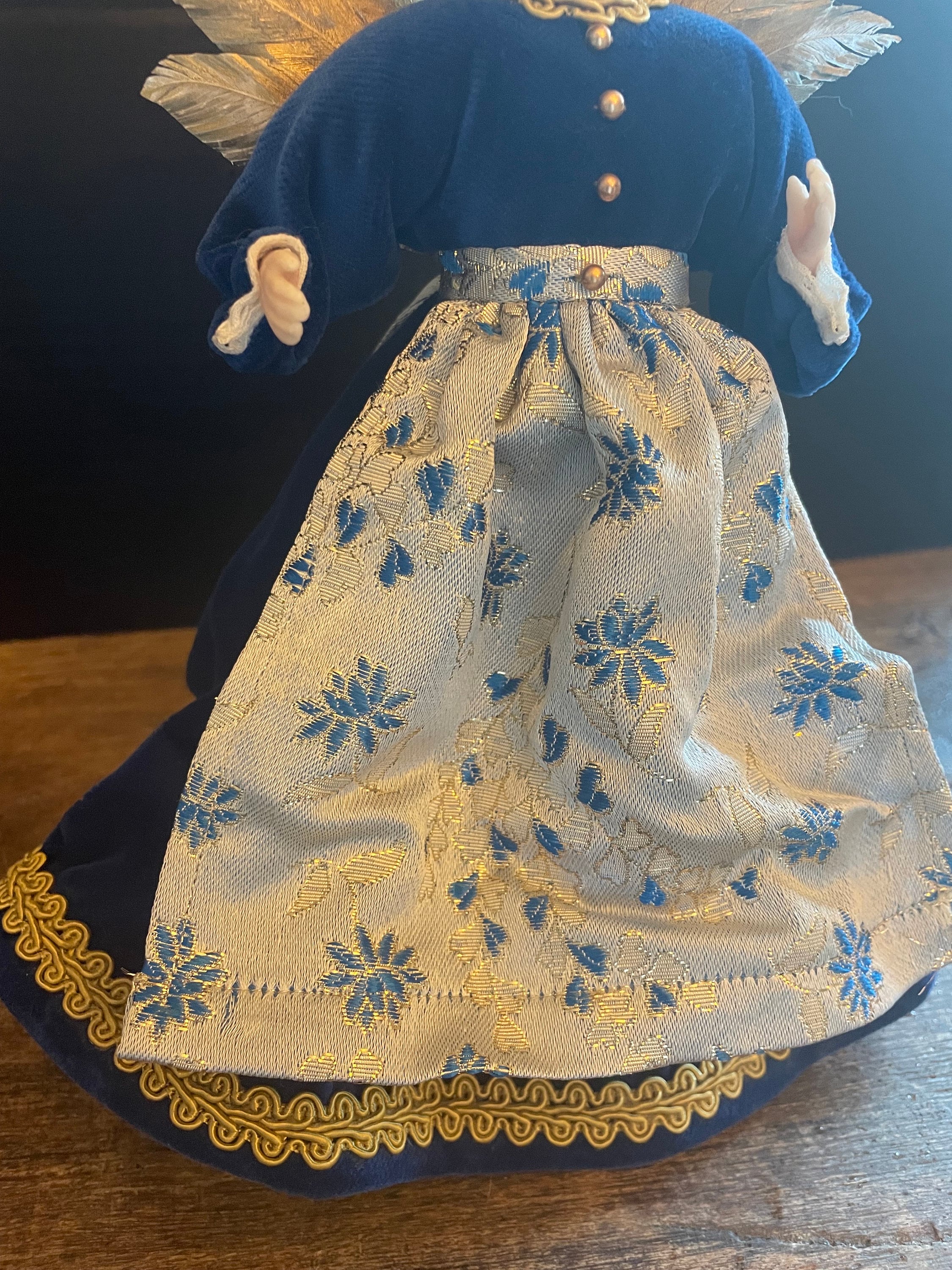 Vintage German Angel Tree Topper. Blue Velvet Dress.reine - Etsy