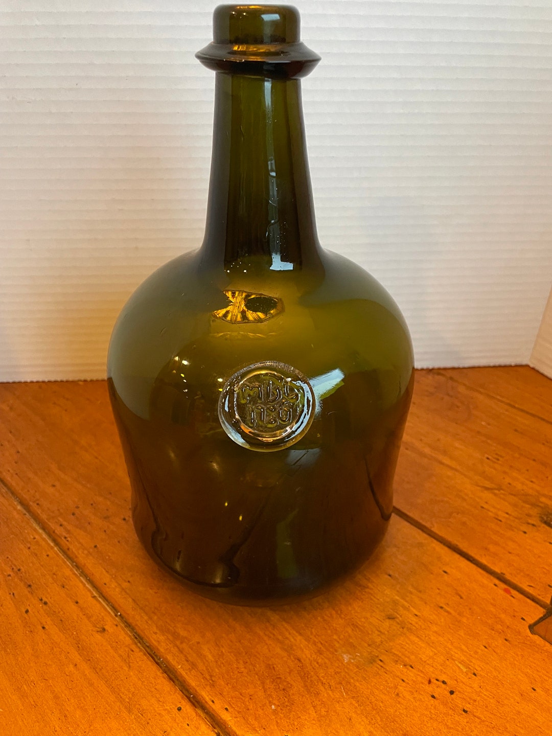 10 Hand Blown Dark Green Thick Glass Wine Bottle Antique Vintage Hand Blown Glass Mbc 1786