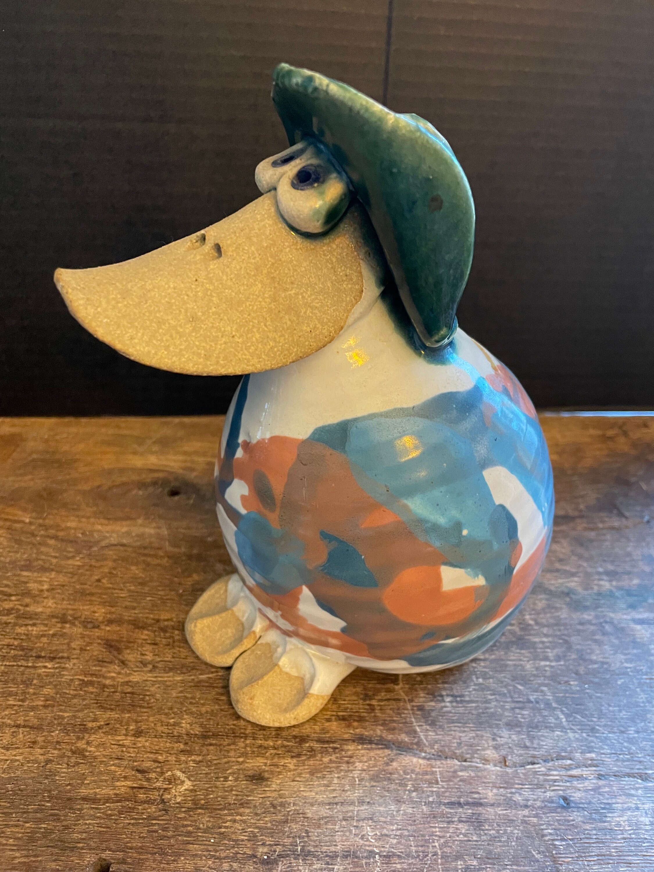 Vintage John Pettus Art Pottery Drip Glaze Cowboy Duck Piggy - Etsy