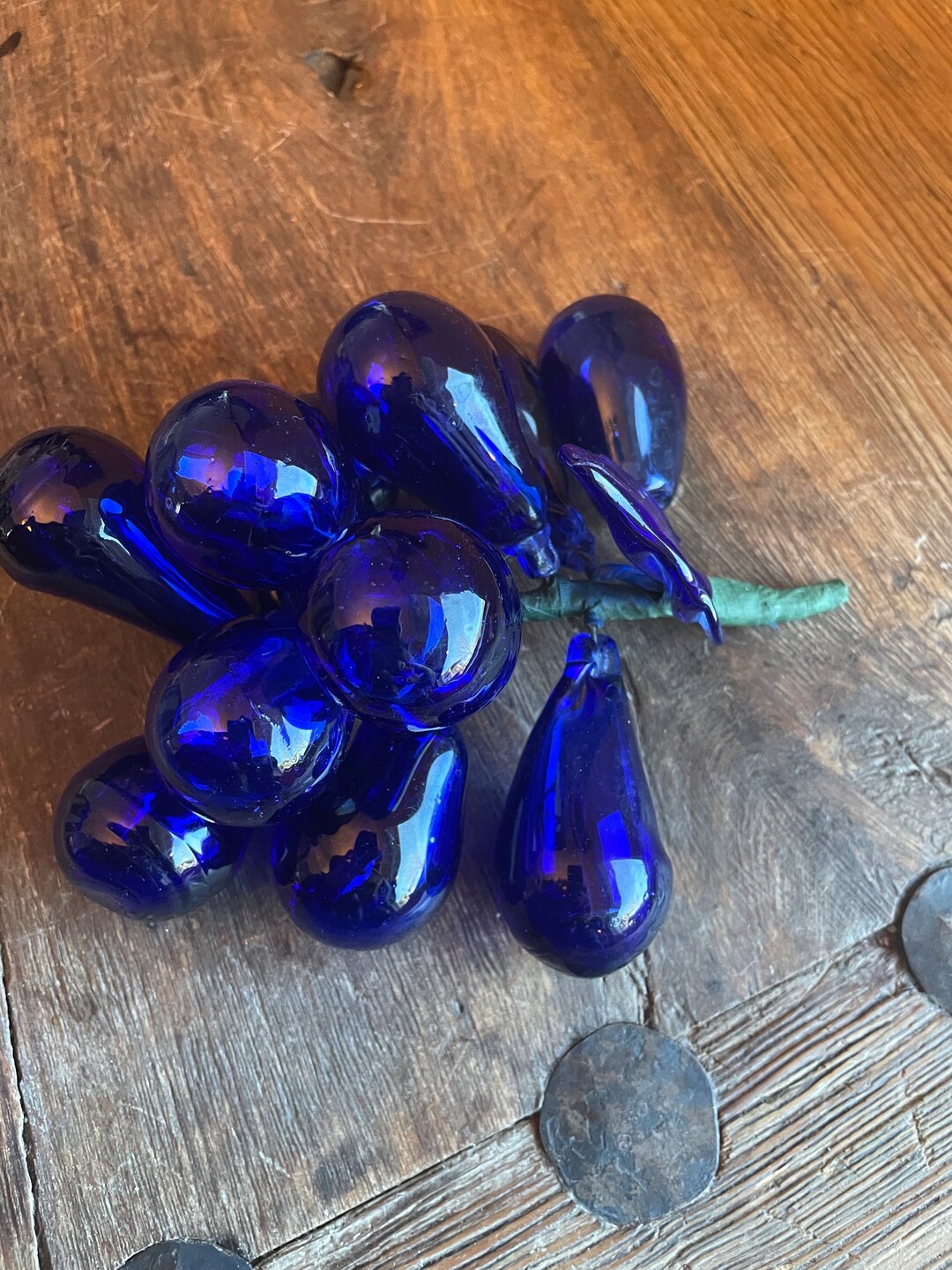 Vintage 1960s Hand Blown Cobalt Blue Glass Grapes. Mid Century Table ...