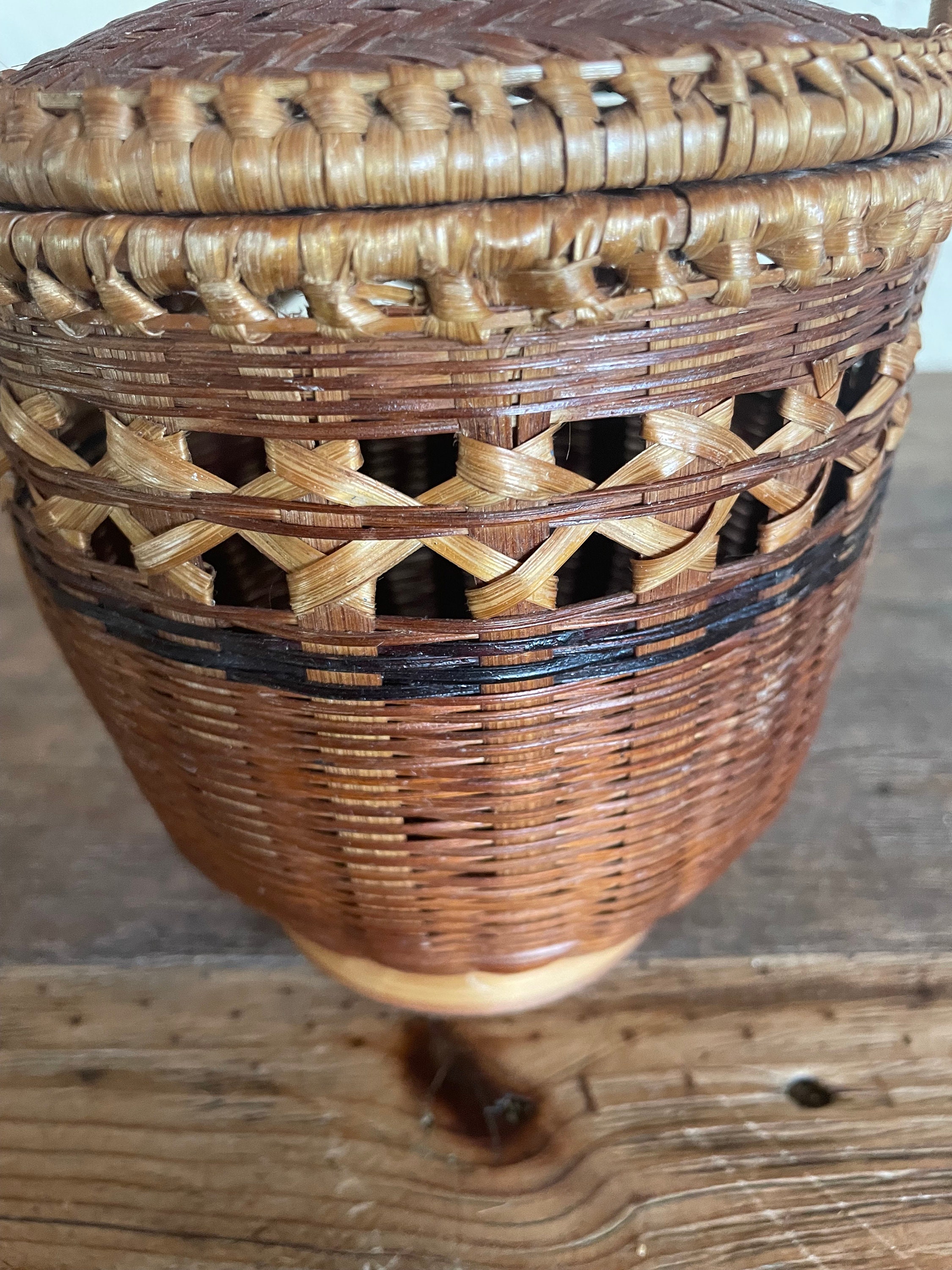 Japanese Handwoven Basket. Vintage. Picnic Basket. Decorative Basket. 8 ...