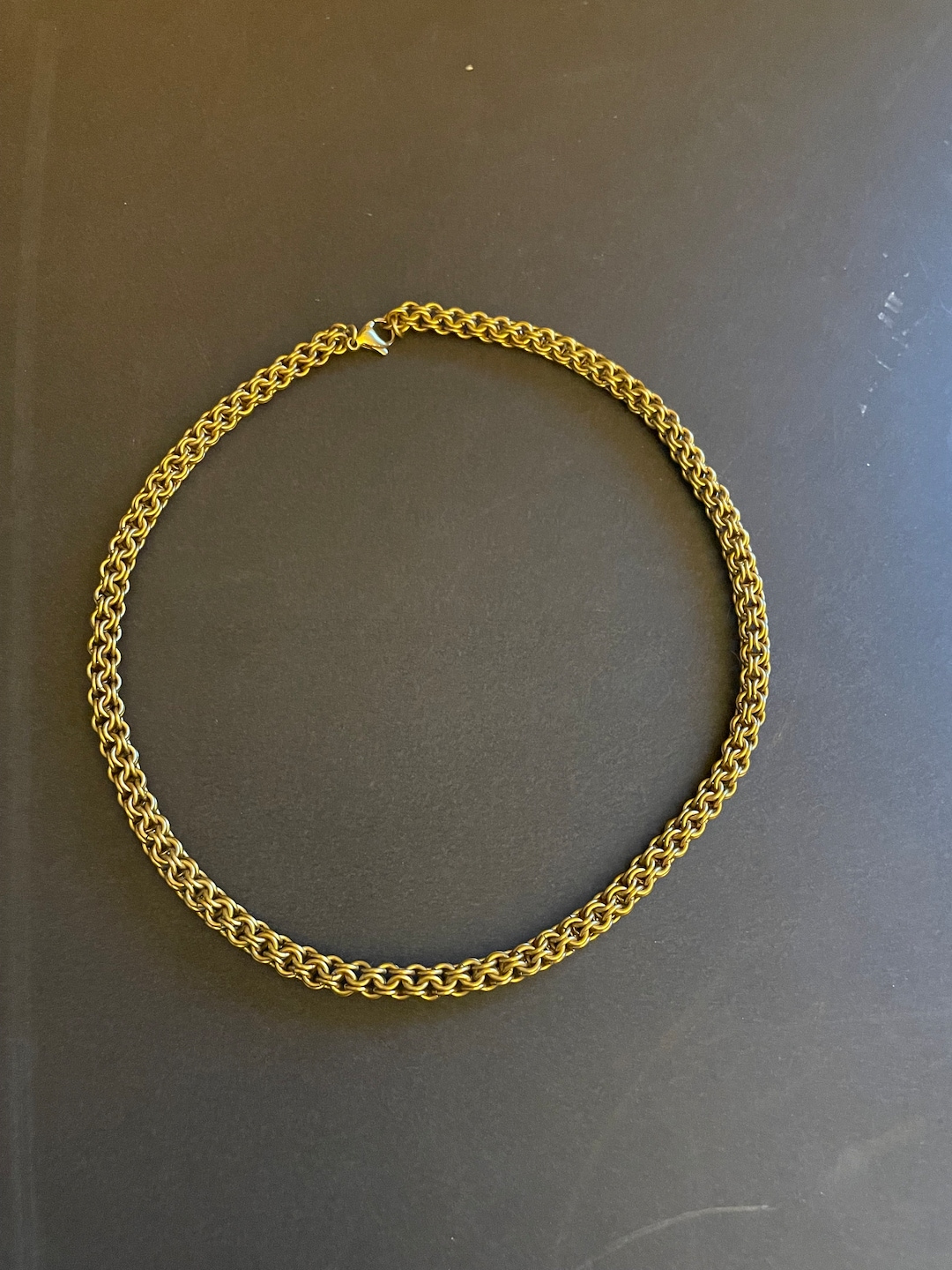 Gold Tone Chainmail Choker Necklace. Handmade. 17 Length. - Etsy