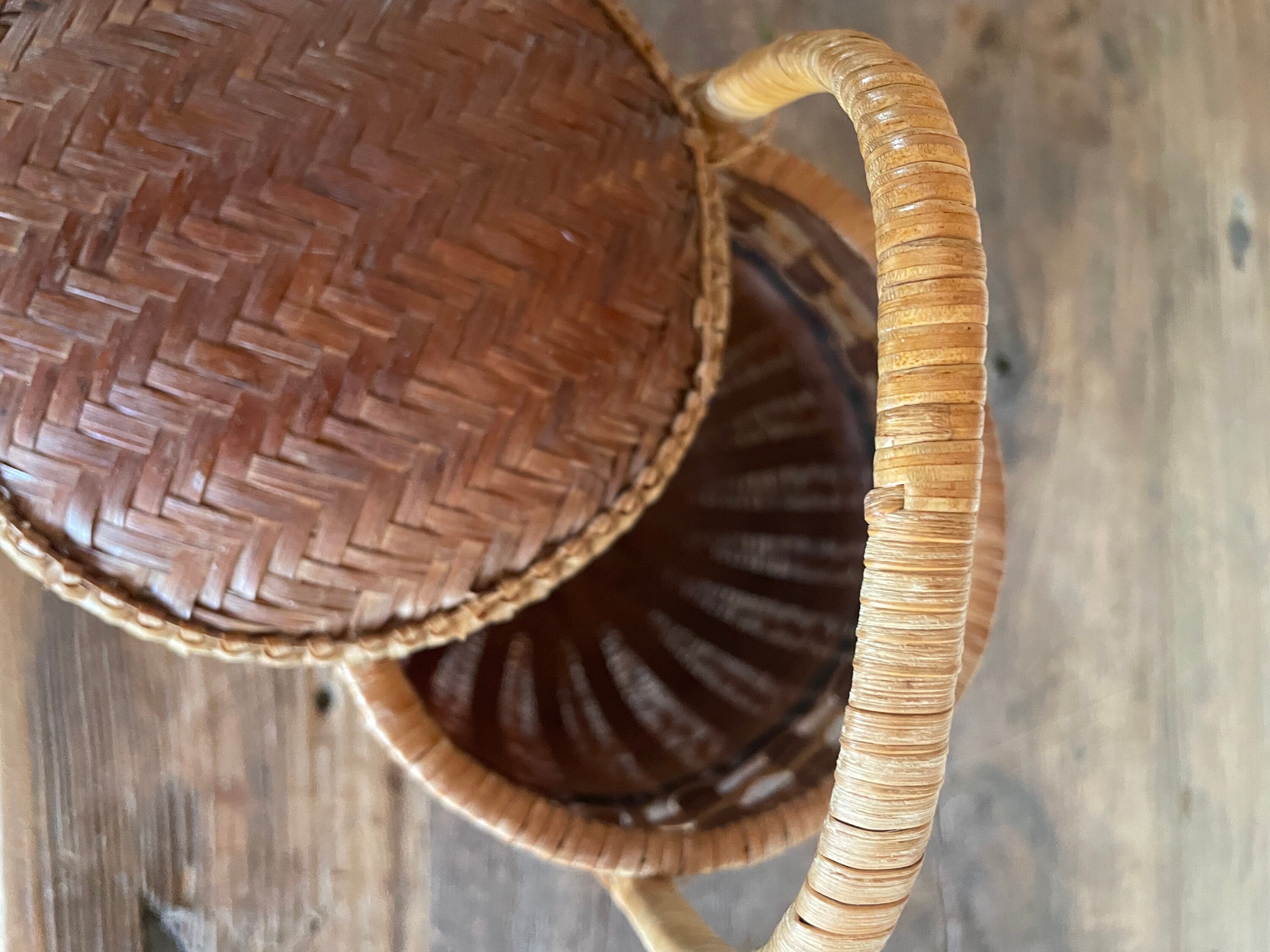 Japanese Handwoven Basket. Vintage. Picnic Basket. Decorative Basket. 8 ...