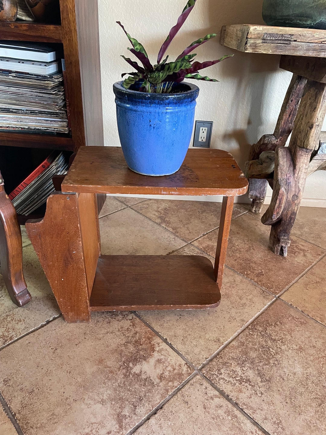 Vintage Solid Wood MCM Side Table. Mid Century. Built in Magazine ...