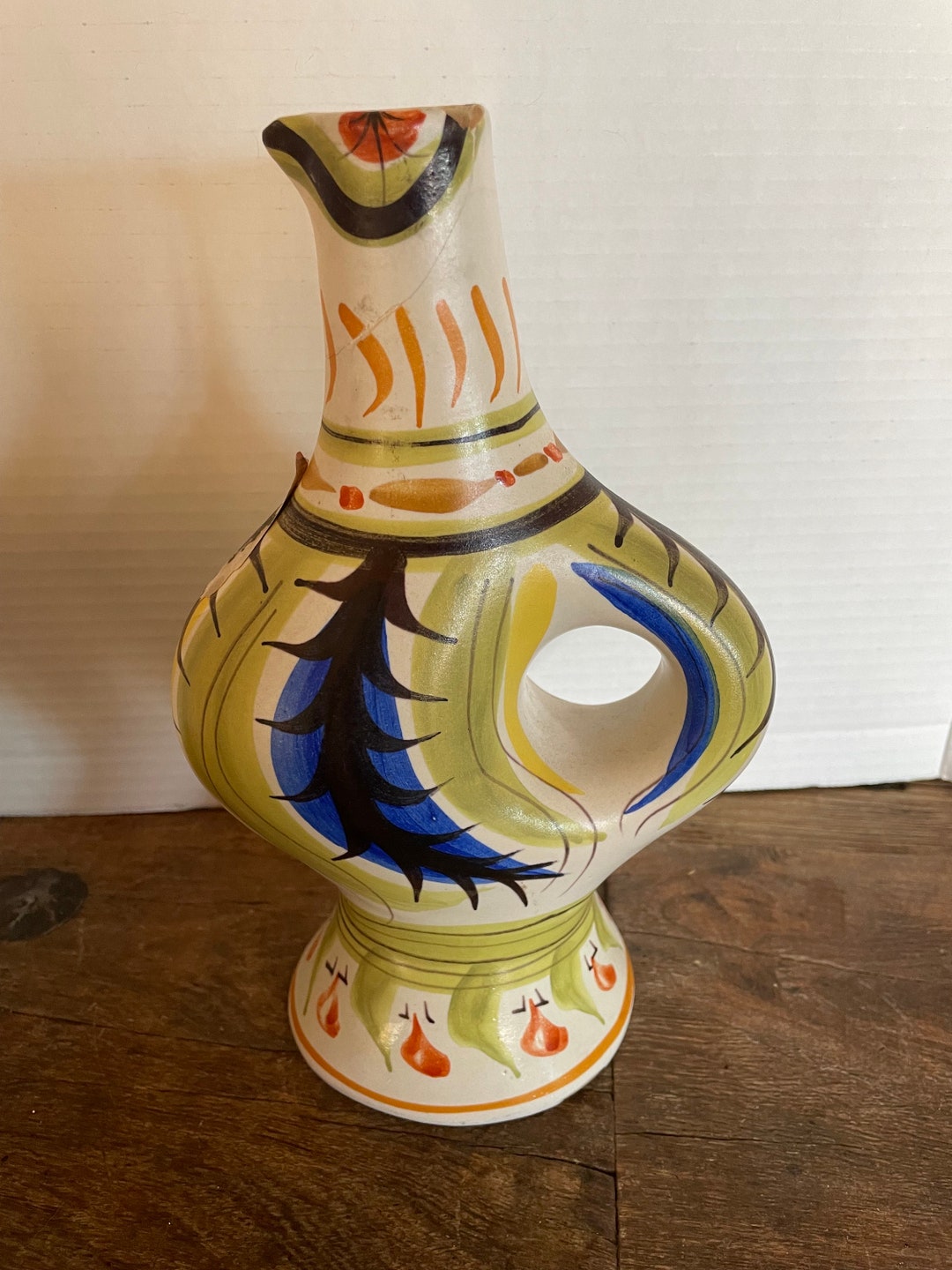 Quimper France Pottery Vase. Hand Painted. Folk Art. Liquor Decanter ...