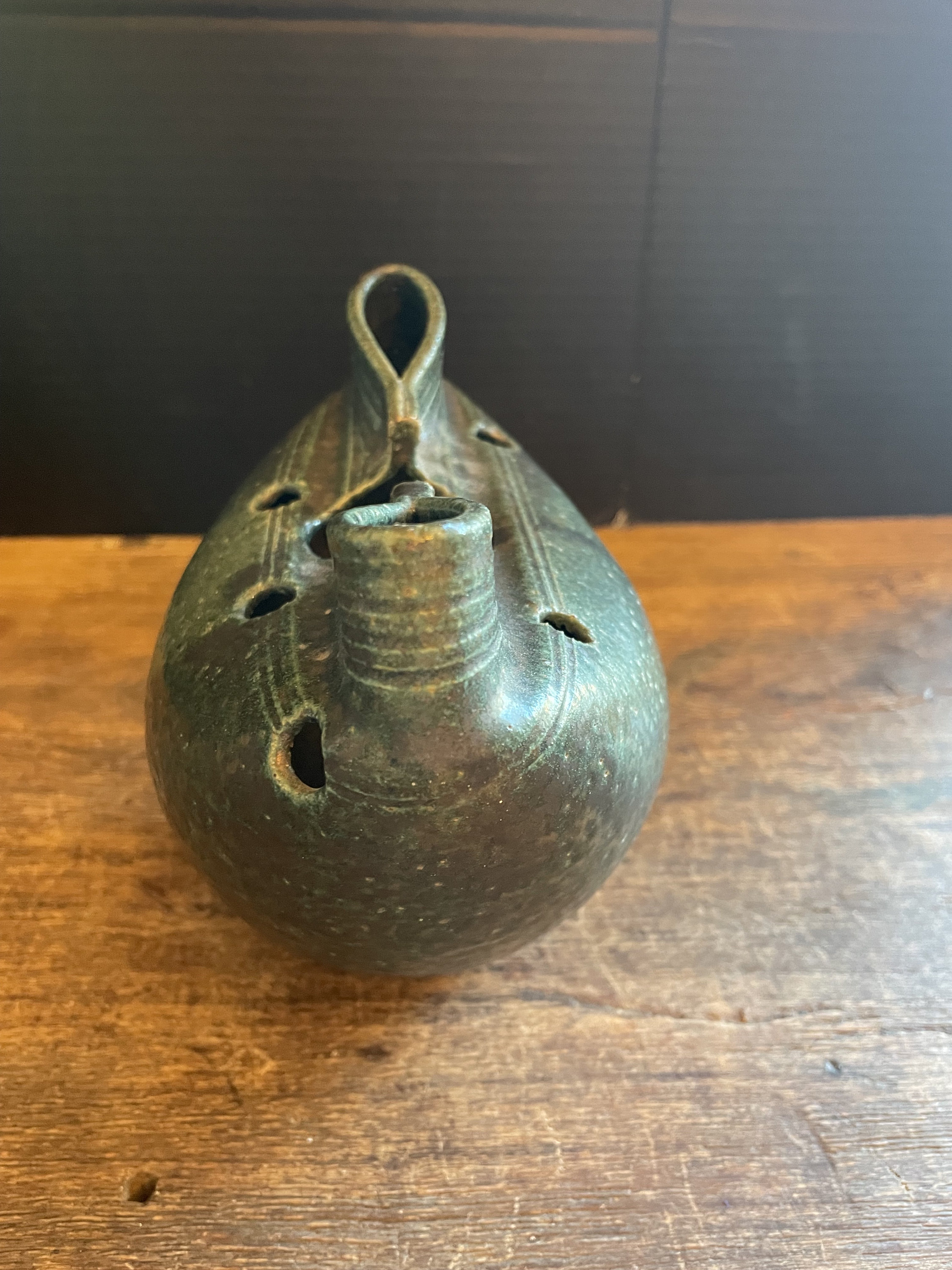 Michael Nowack Pottery Flower Frog Vase Bowl Signed Green - Etsy