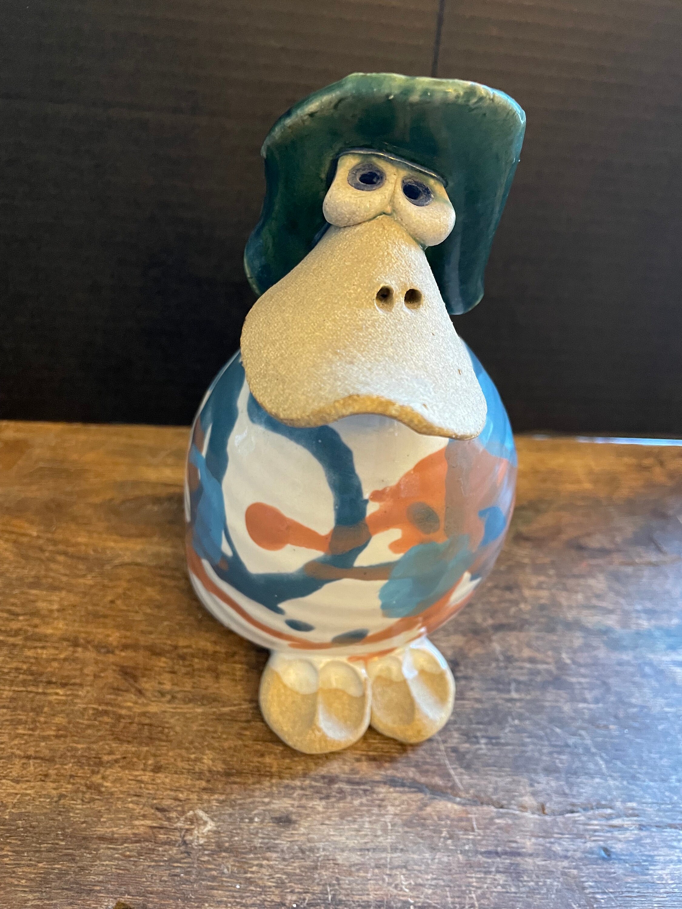 Vintage John Pettus Art Pottery Drip Glaze Cowboy Duck Piggy - Etsy