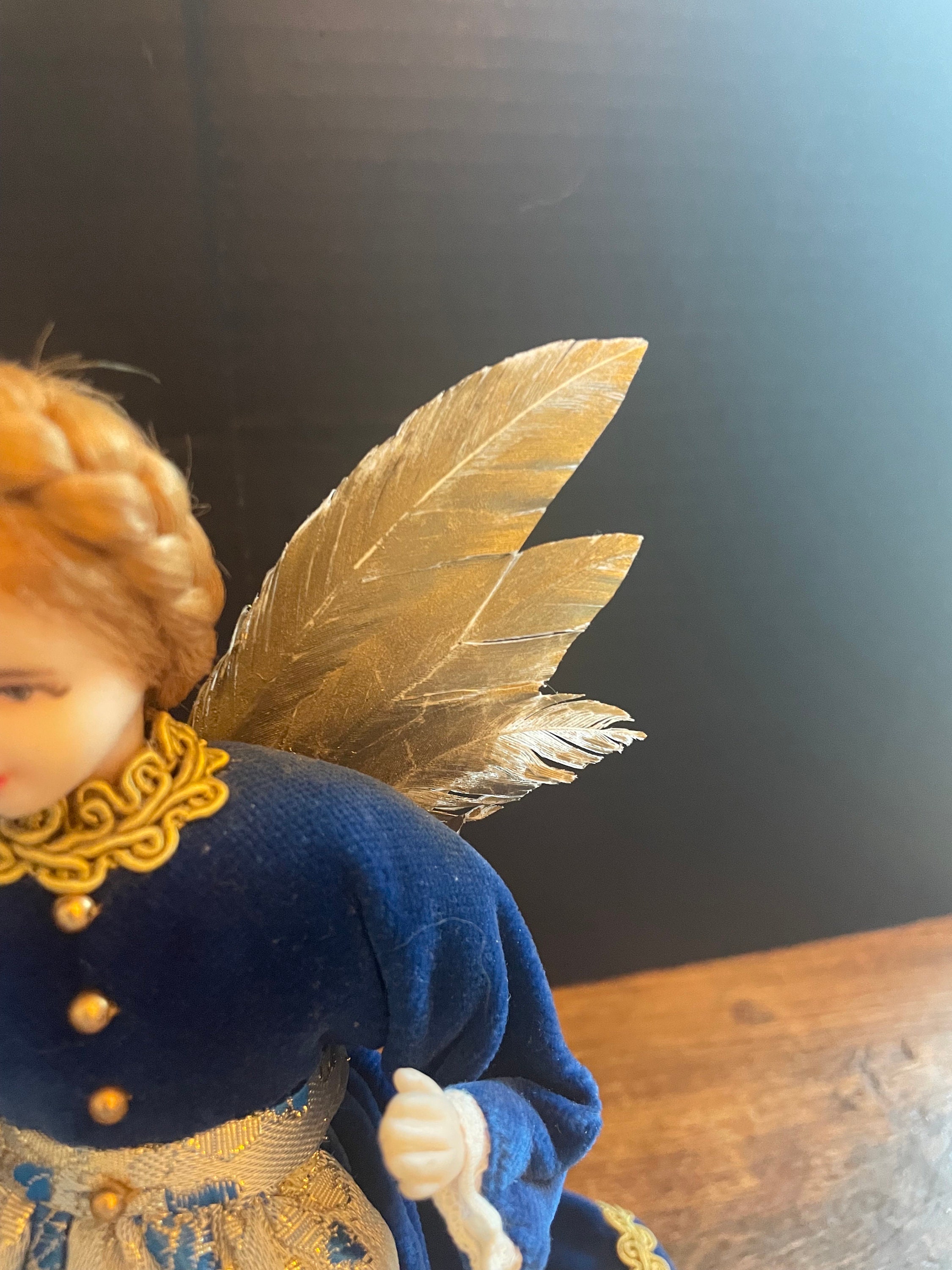 Vintage German Angel Tree Topper. Blue Velvet Dress.reine - Etsy