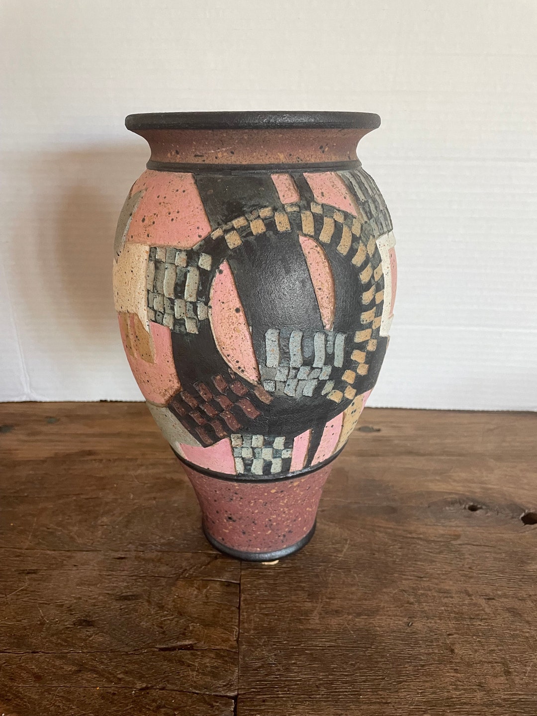 Handmade Art Pottery Abtsract Vase. Vintage 1980s. One of a Kind ...