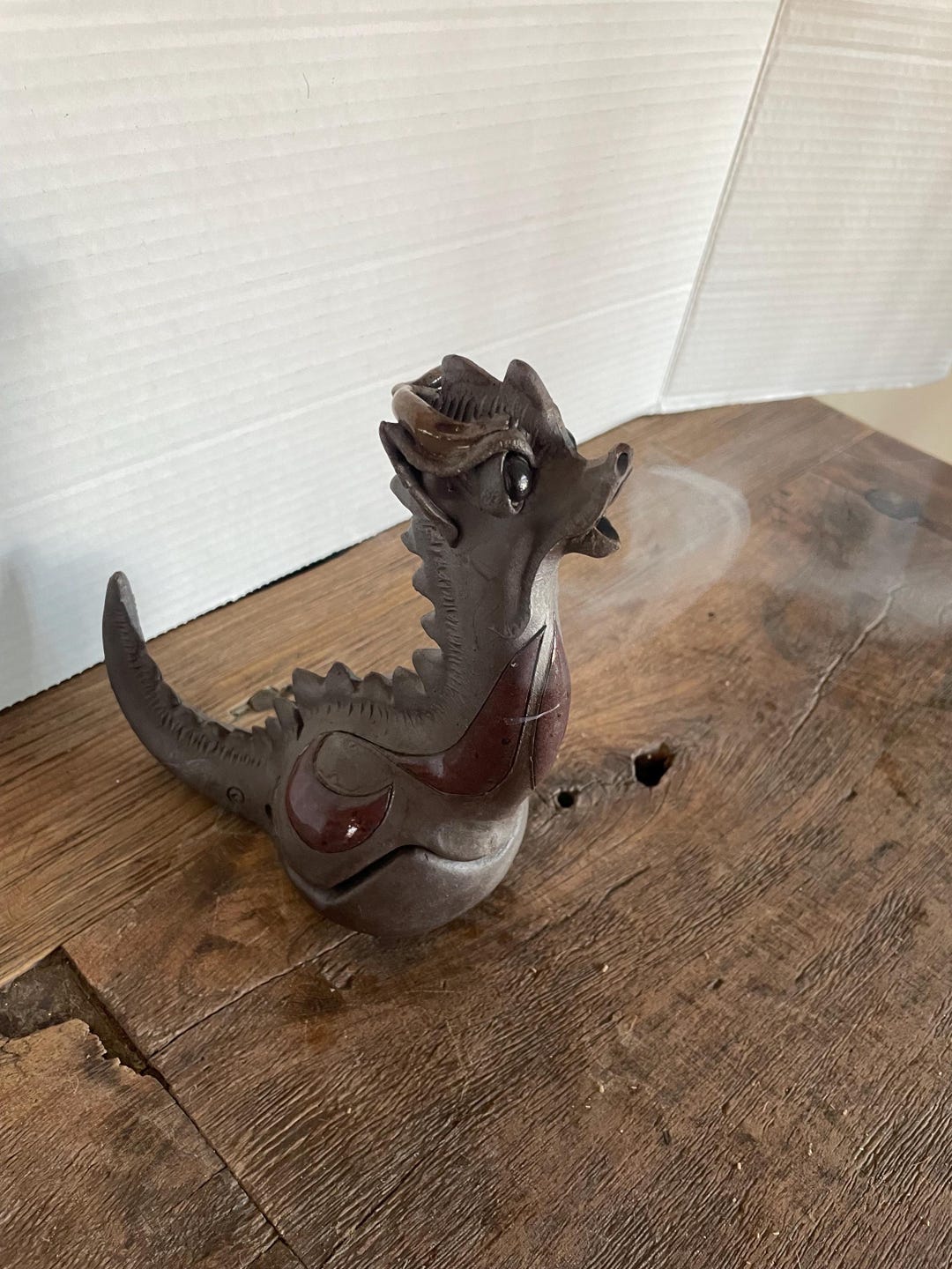 Handmade Studio Pottery Dragon Incense Burner. Smoke Breathing Dragon ...