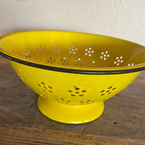 Mid Century 1960's European Bright Yellow & Black Enamelware Food ...