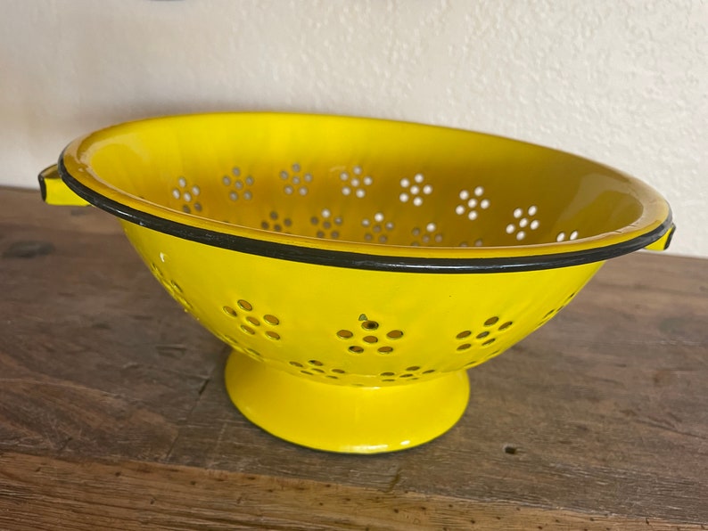 Mid Century 1960's European Bright Yellow & Black Enamelware Food ...