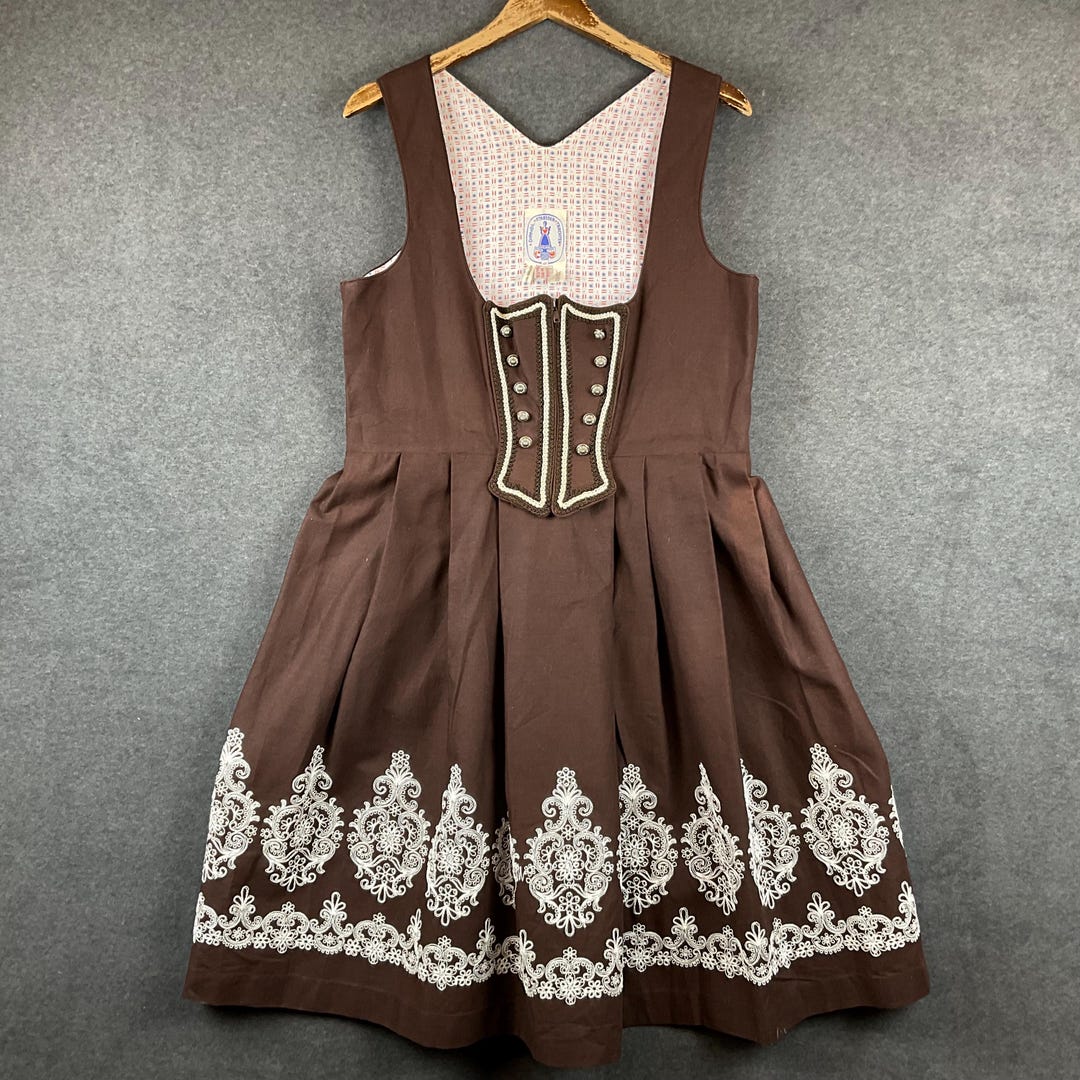 Vintage Dirndl Embroidered Dress Sleeveless Austrian Trachten Dress ...