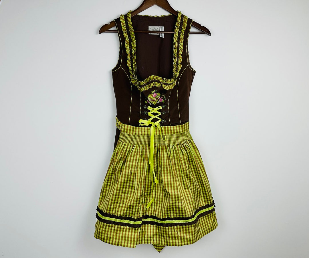 Vintage Dirndl Dress Alpen Apron Austrian Cotton Embroidered - Etsy