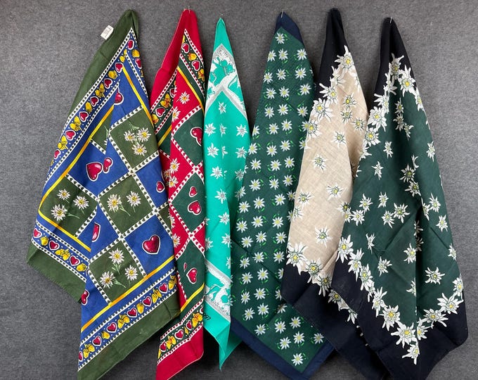 Edelweiss Vintage Tirol Scarf Austrian Bandana Cotton Trachten Bavaria ...