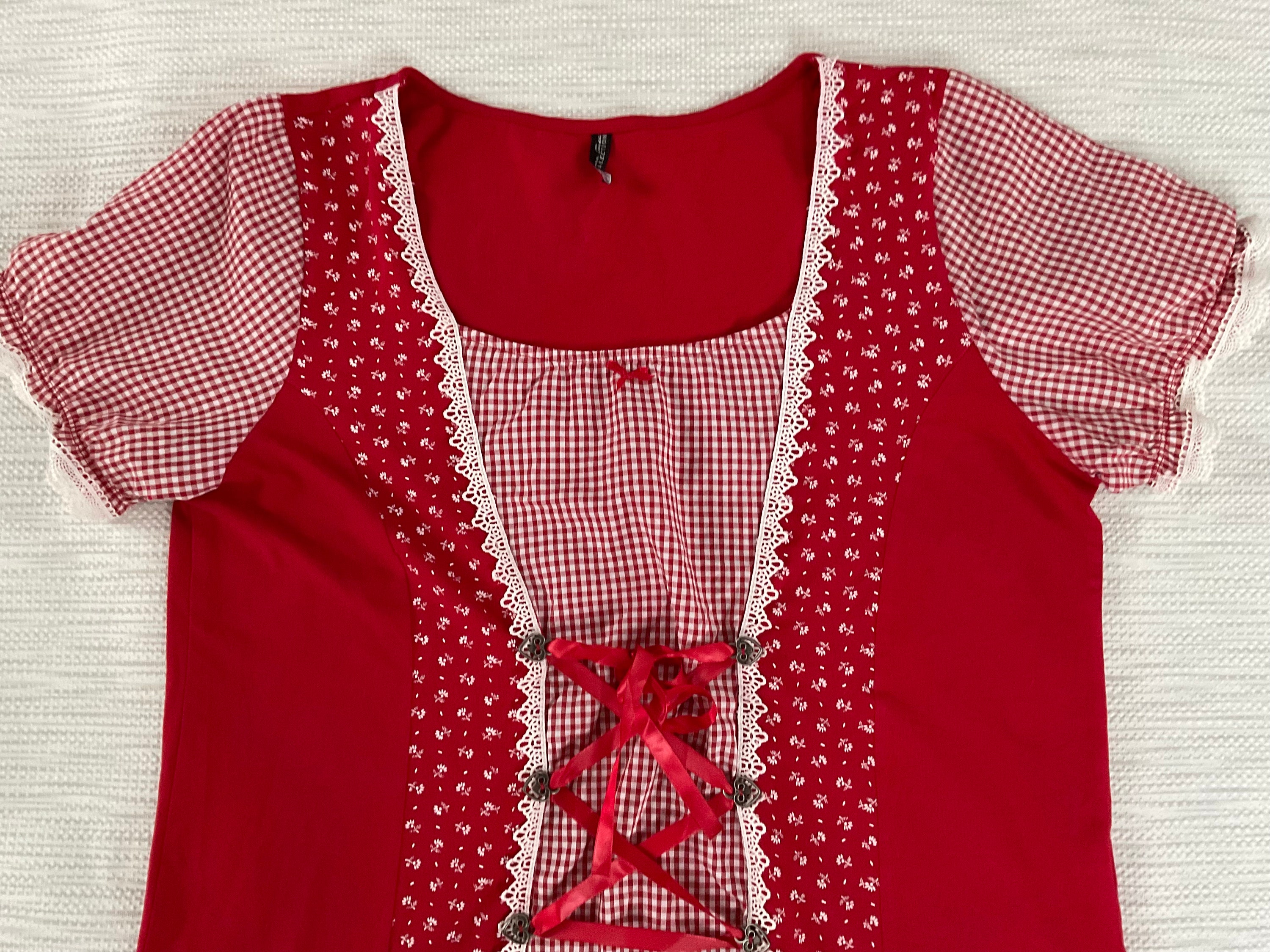 Dirndl Blouse Gray White Linen Trachten Austria German Bavaria ...