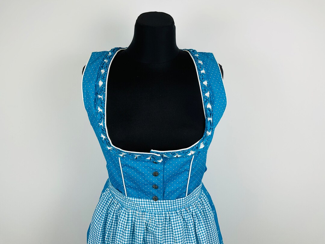 Vintage Dirndl Dress Alpen Apron Austrian Cotton Embroidered Costume ...