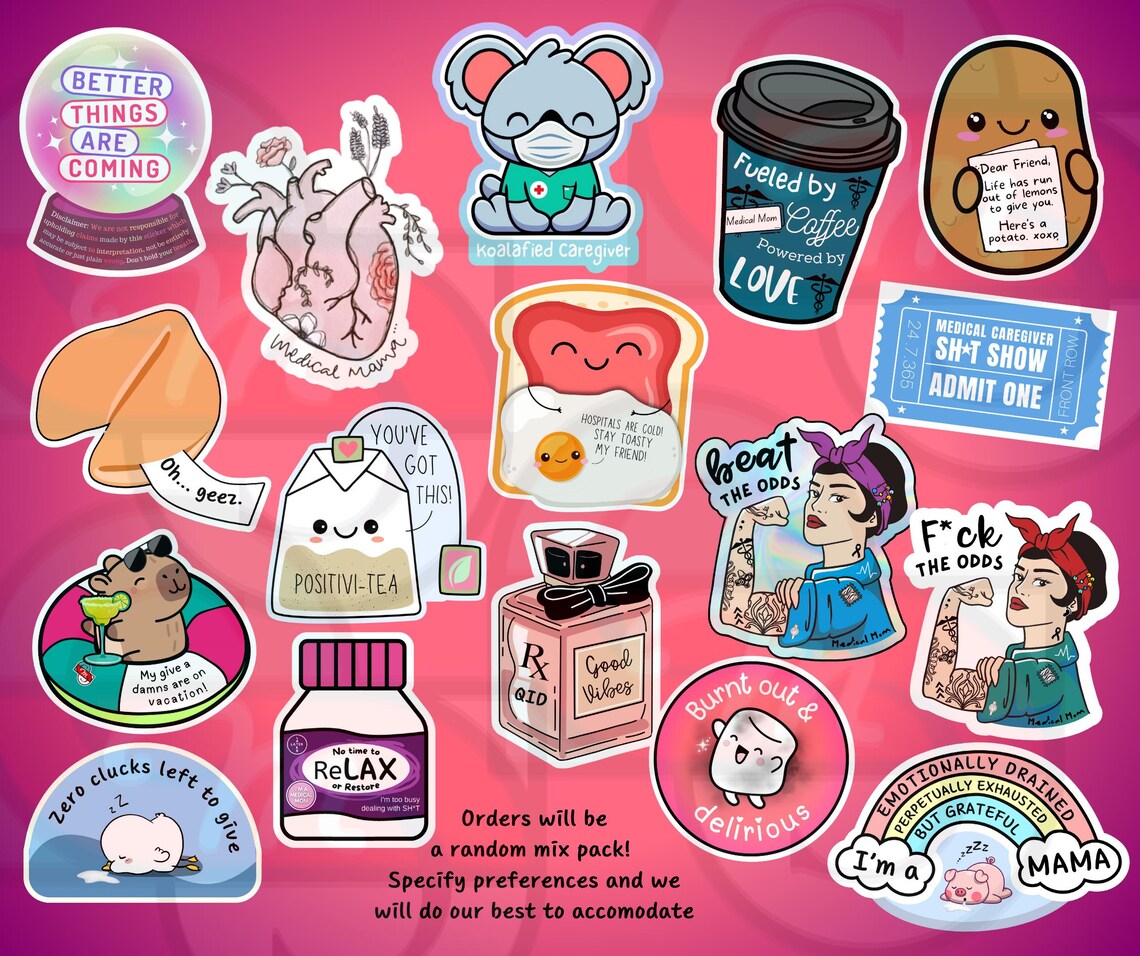 Medical Mom Mix Sticker Gift Pack - 10/30 (caregiver, Motivational ...