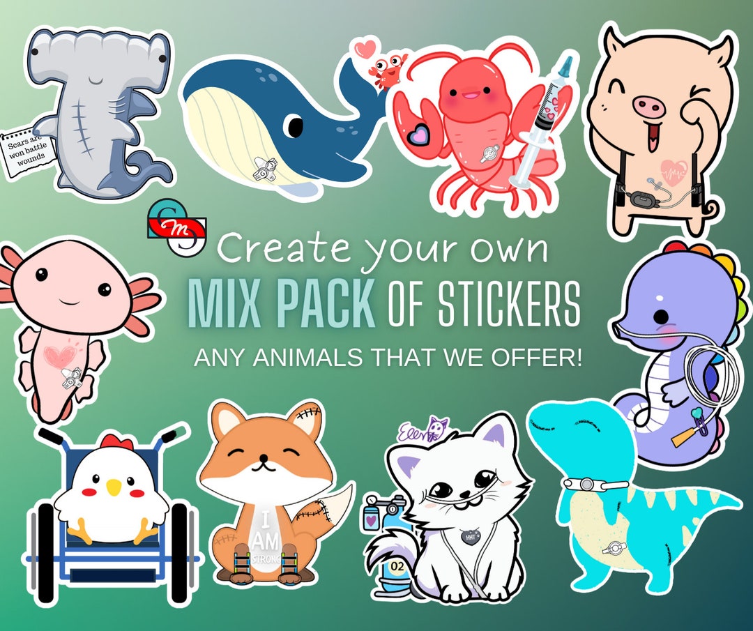 Create Your Own Sticker Pack - 10/30 Class Size Mix Pack (feeding Tube ...