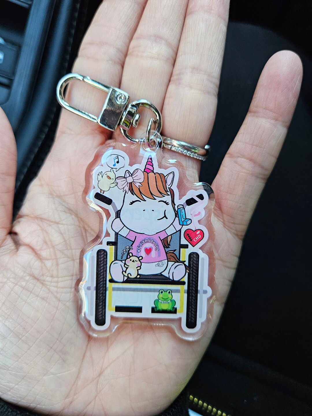 Faith Not Fear Unicorn Epoxy Keychain (wheelchair, CHD, Heart Warrior ...