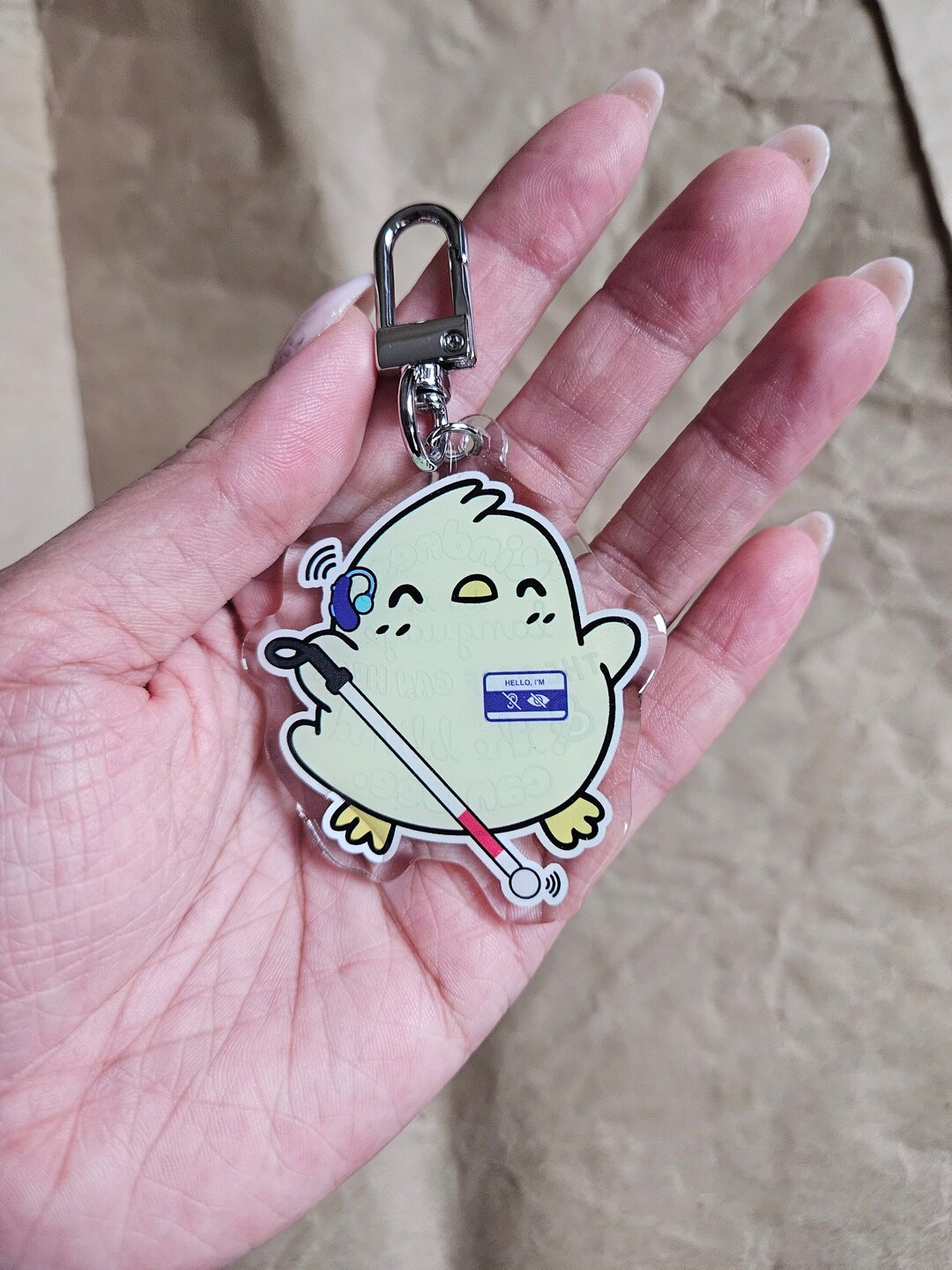 Deafblind & Kind Chicky Keychain (white Cane, Hearing Aid, Loss, Visual ...