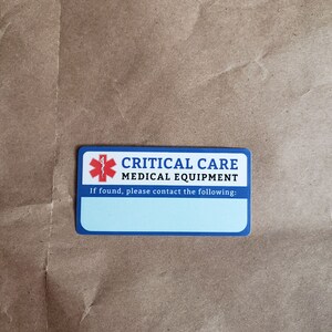 Critical Care Medical Equipment ID Sticker (special Needs, Additional ...