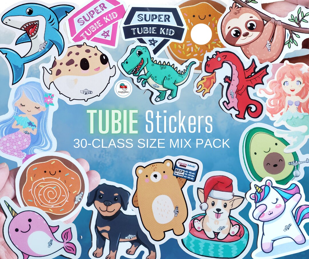 30 Class Size Mix Pack Tubie Inspo Stickers , Tubiie G-tube Button ...