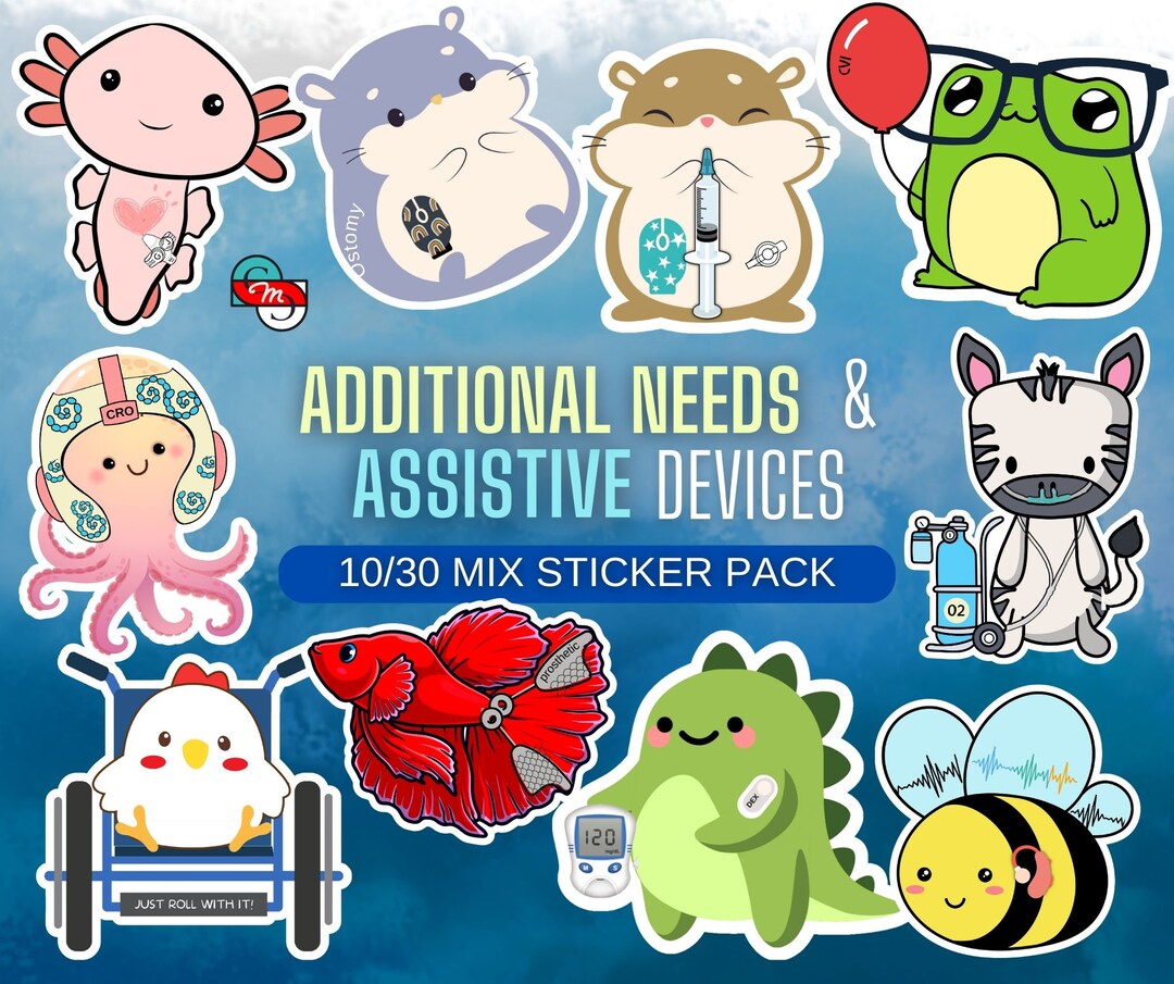 10/30 Mix Pack Inclusion Stickers (feeding Tube, Visual Impairment, O2 ...