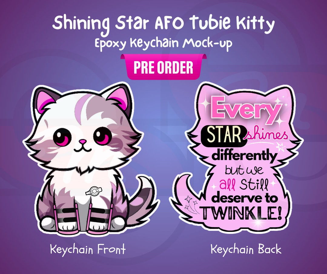 Shining Star AFO Tubie Kitty Keychain rare Disease, Gtube, Ankle Foot ...