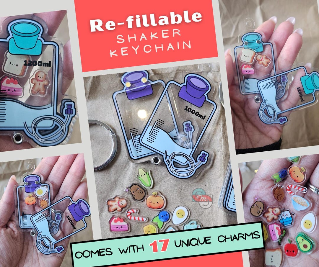 Refillable Shaker Keychain (17 Unique Charms, Tubiie, Enteral Feeding ...