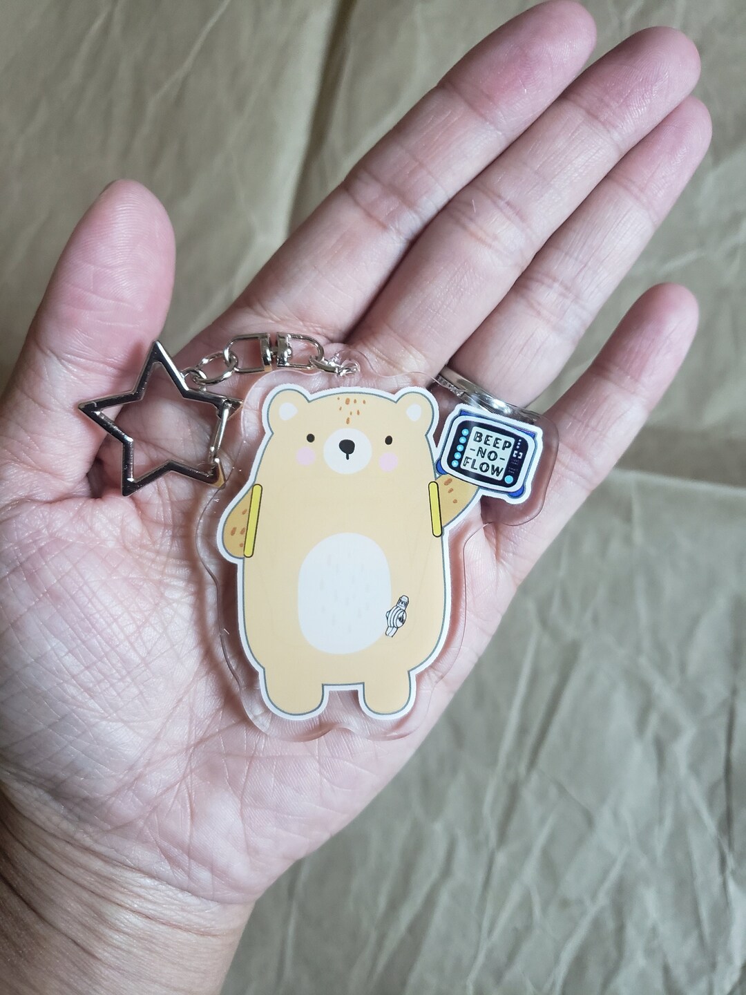 Keychain - No Flow Bear (kangaroo Joey Pump) - G-tube, GJ Epoxy ...