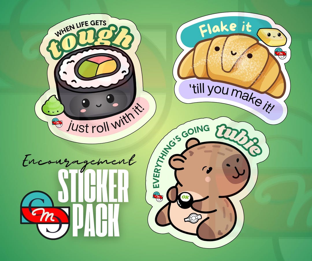 PREORDER Encouragement Sticker Pack cute, Motivational, Tubie, Punny ...