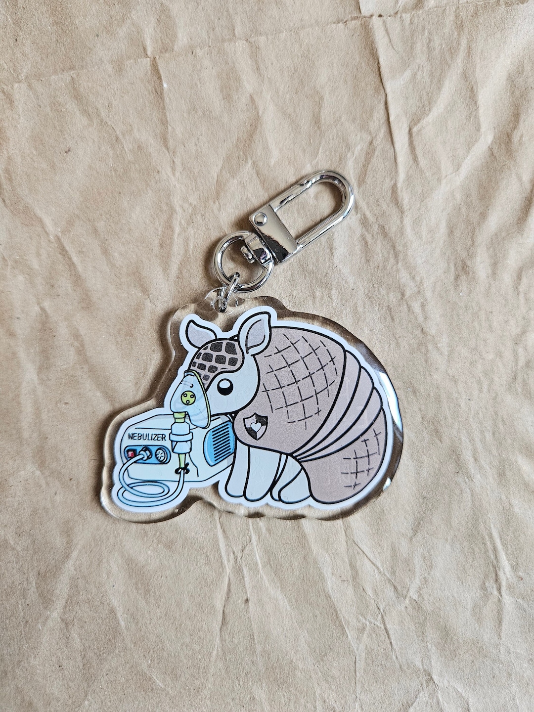 Nebulizer Armed Armadillo Keychain (O2, Inhaler, Asthma, Puffer ...