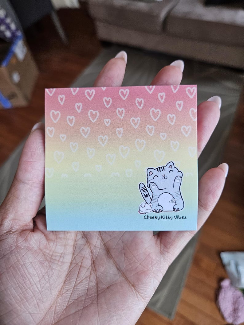 Cheeky Kitty Post-it Note Pad (50 Page, Cute Gift, Motivational, Fun ...