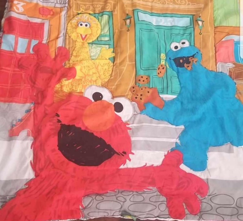 Colorful Sesame Street Quilt Comforter Blanket Elmo & Cookie Monster ...