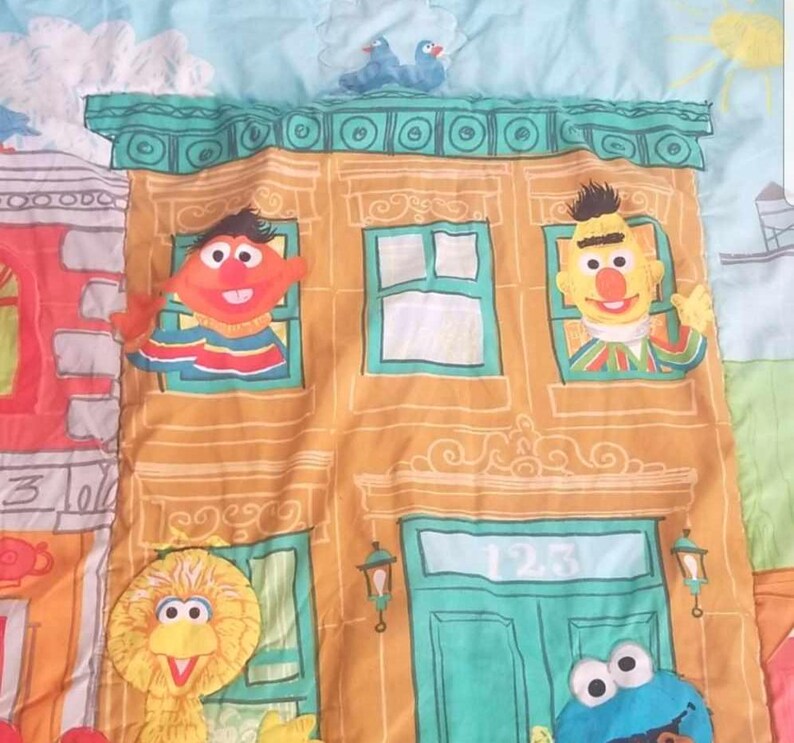 Colorful Sesame Street Quilt Comforter Blanket Elmo & Cookie Monster ...