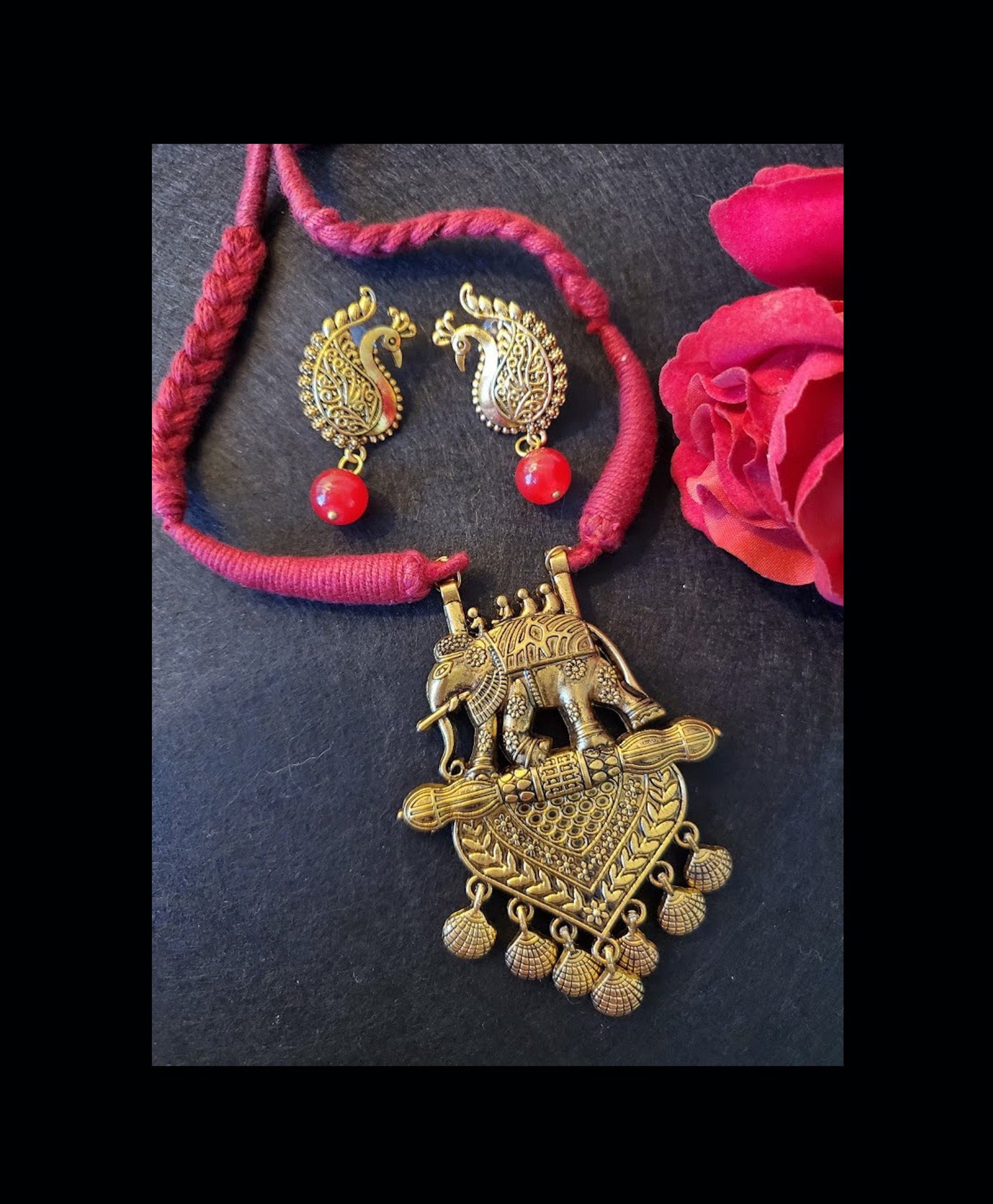 Brass Pendant Necklace Set Indian Jewelry Indian Ethnic - Etsy