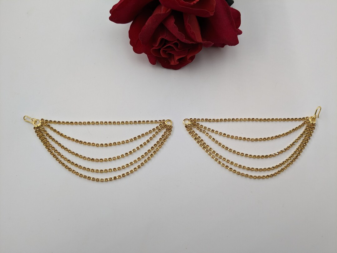 CZ Kaan Chain / Earrings Chain / Pearl Single Layer Ear Chain / Maatal ...