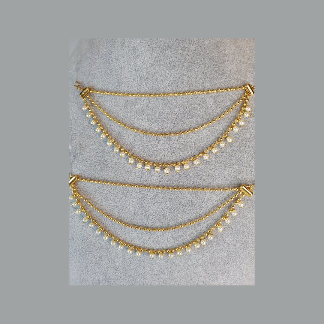Kaan Chain / Earrings Chain / Pearl Single Layer Ear Chain / Maatal ...