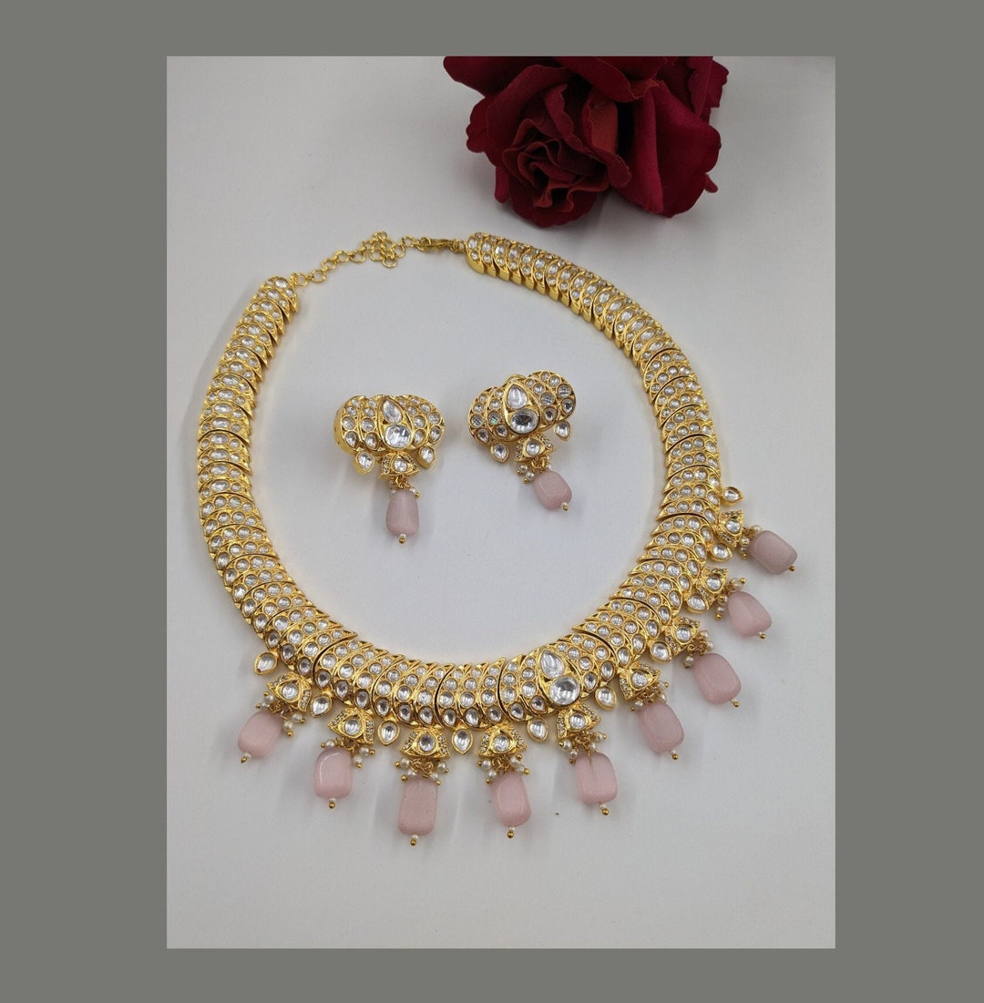 Pink Tyani Kundan Hasli Necklace- Kundan Necklace - Indian Jewelry ...