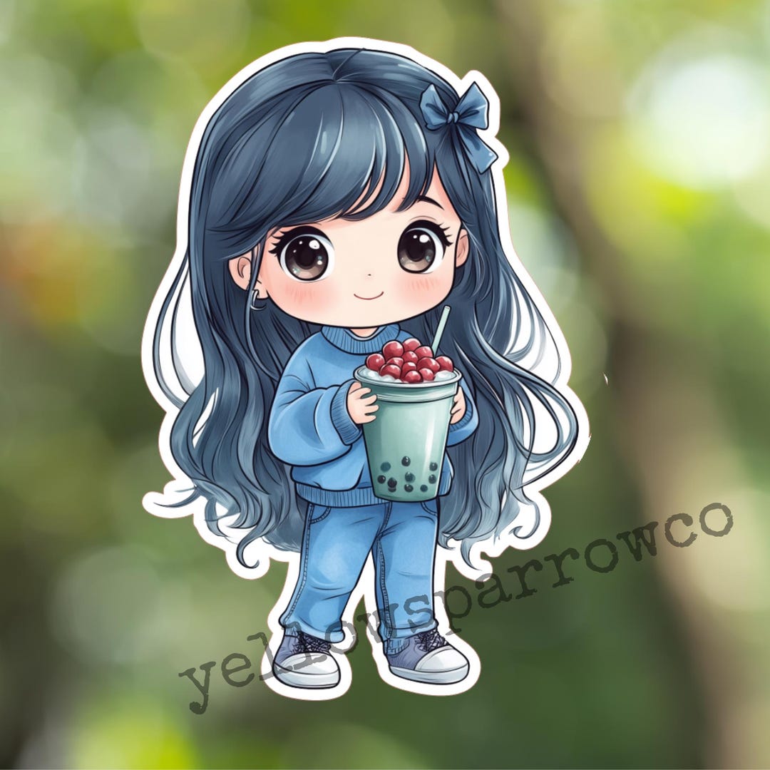 Boba Girl Sticker, Boba Tea, Bottle Stickers, Laptop Sticker ...