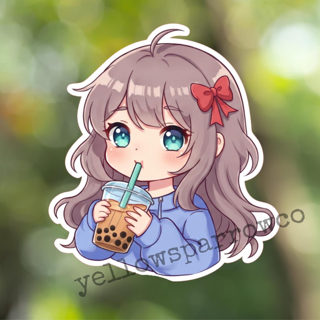 Boba Girl Sticker, Boba Tea, Bottle Stickers, Laptop Sticker ...
