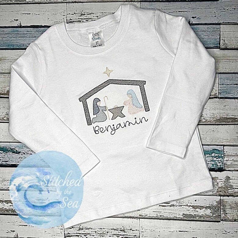 Christmas Embroidered Shirts/ Nativity Shirt/ Pictures With Santa Shirt ...