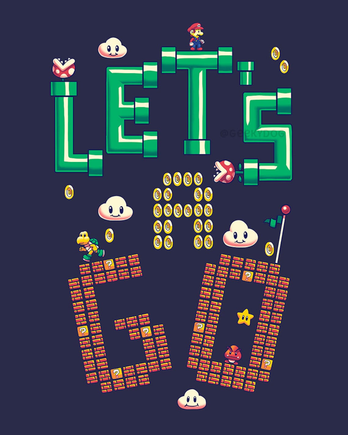 Let's a Go! Super Mario Inspired T-shirt, Retro Games - Etsy