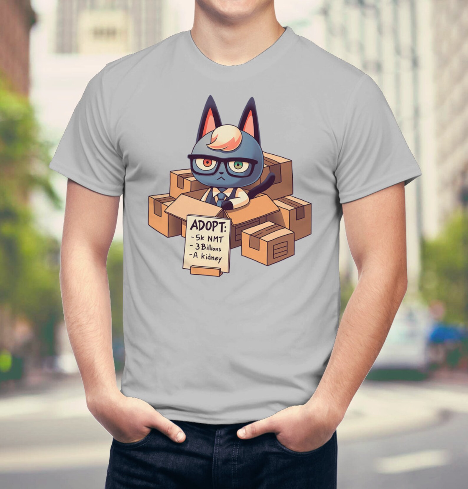 Raymond in Boxes T-shirt // Animal Crossing Cat Smug Villager - Etsy