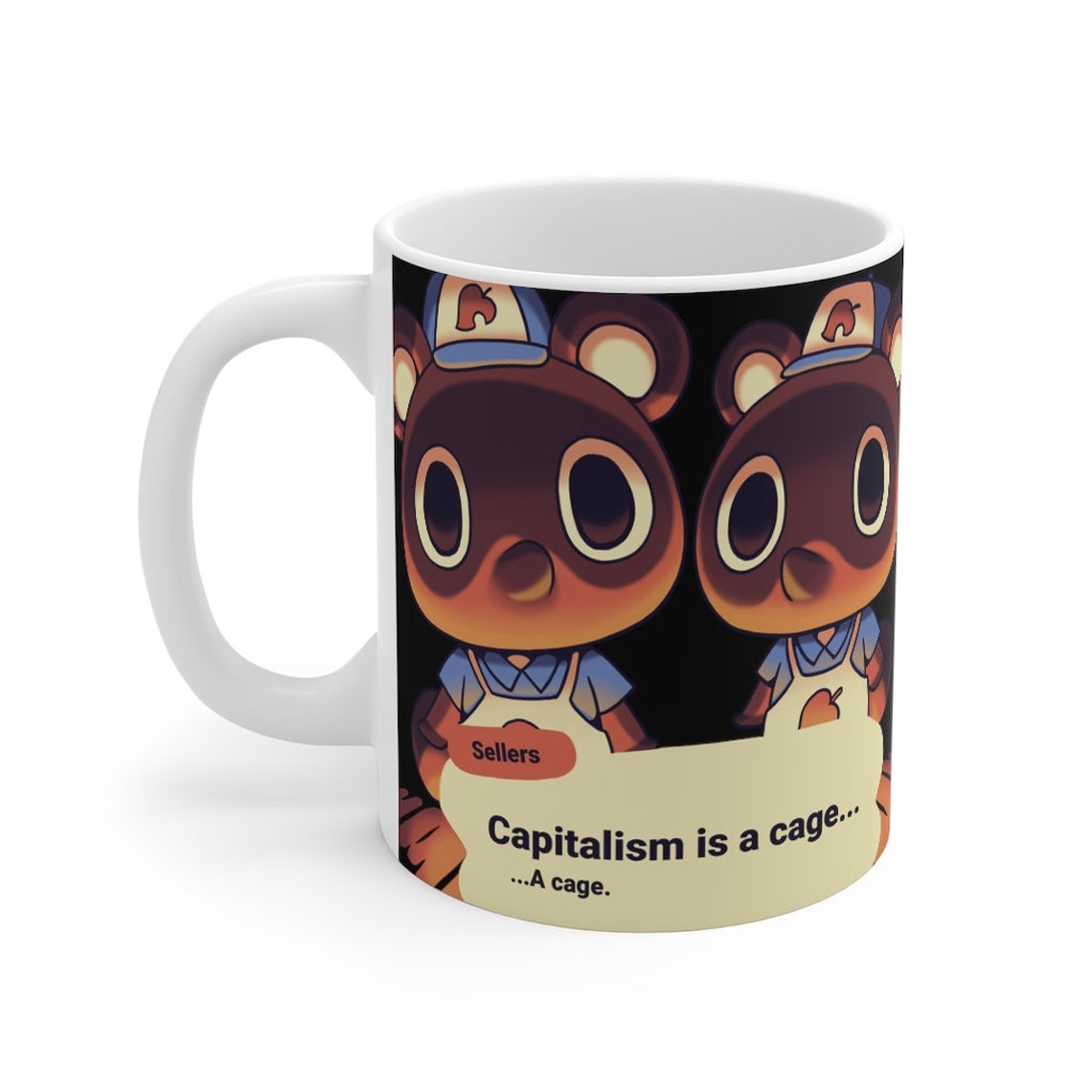Capitalism is a Cage Mug // Timmy Tommy Nook, Animal Crossing, Tom Nook ...