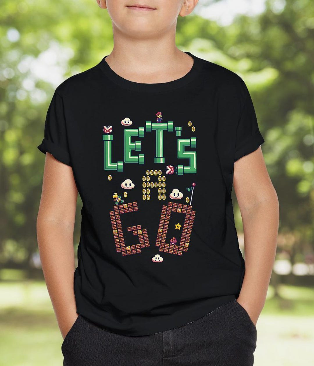 Let's a Go! Super Mario Inspired Kids T-shirt, Retro Games - Etsy