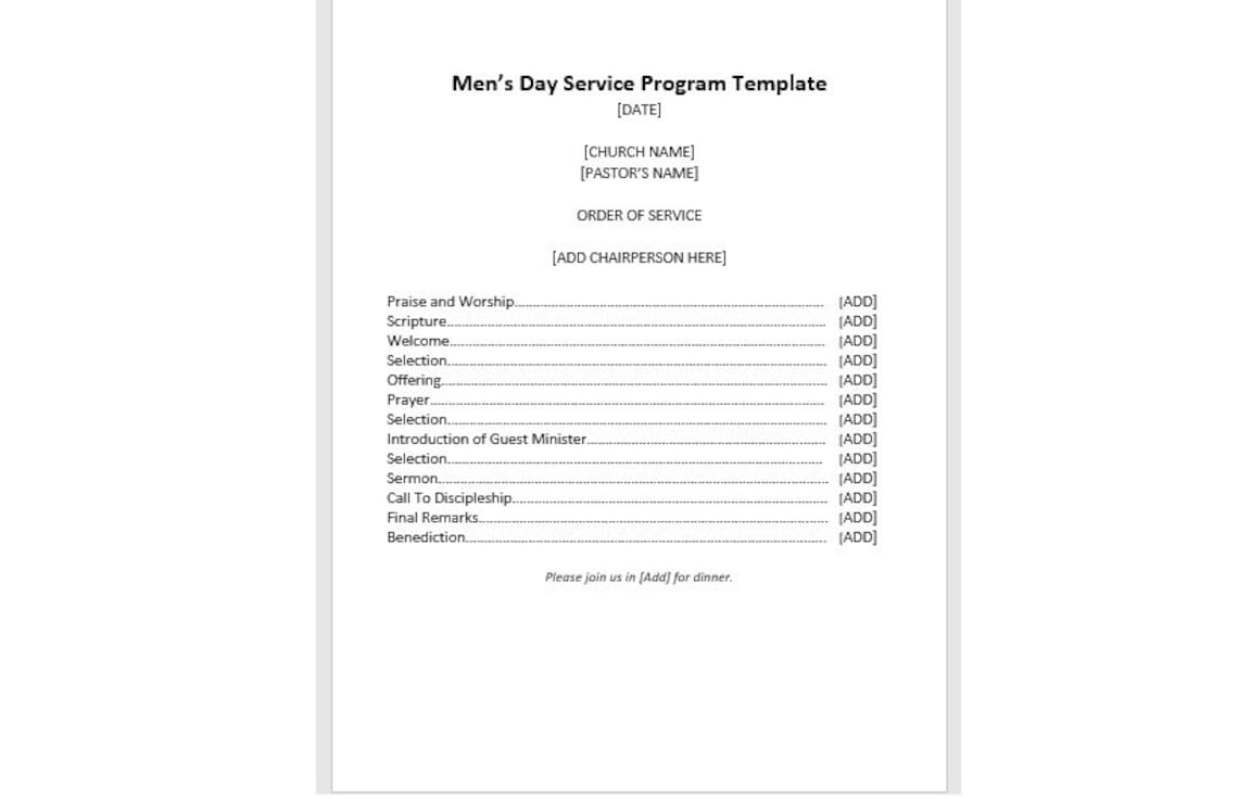 Editable Men's Day Program Template, Men's Day Program Template, Church ...
