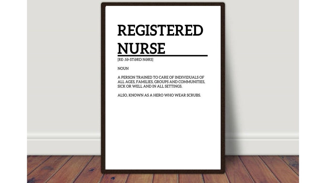 Registered Nurse Definition Print, Registered Nurse Student Gift ...