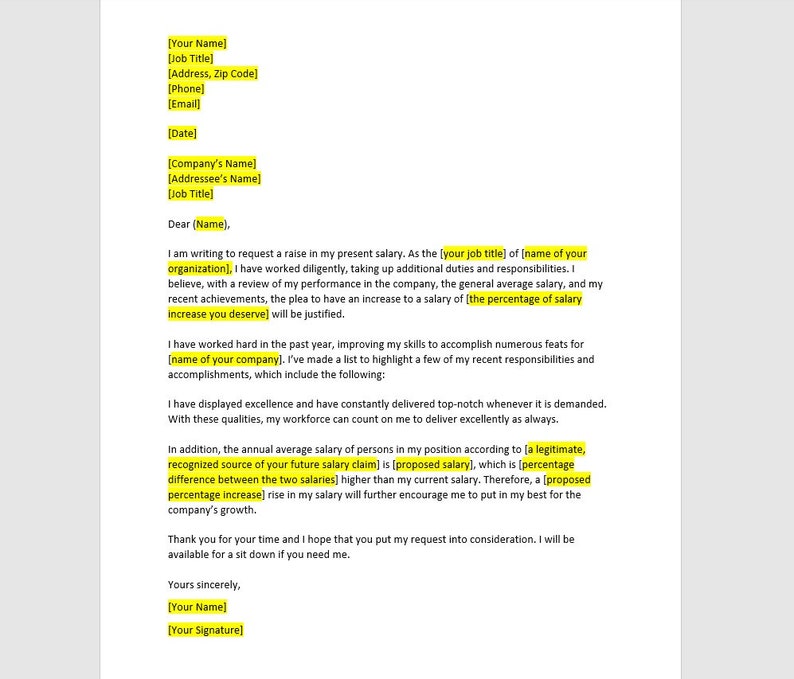 Salary Increase Recommendation Letter Template, Salary Increase ...